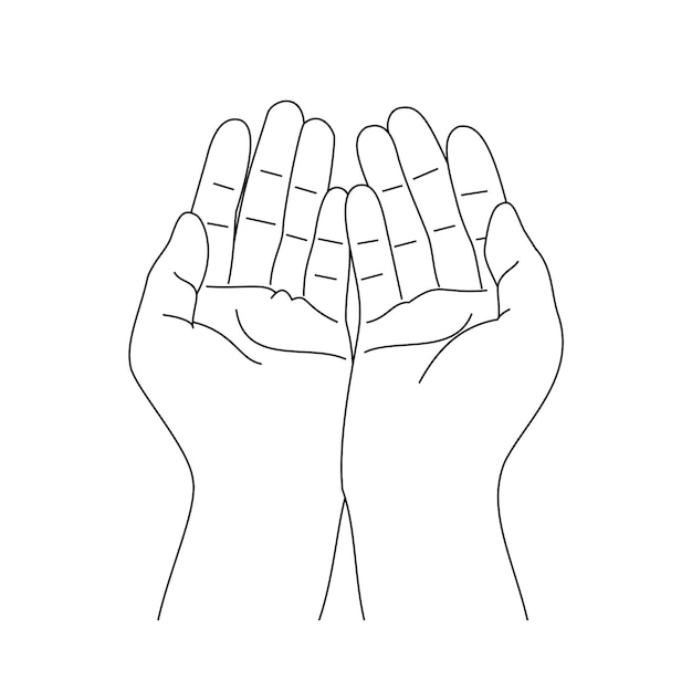 Cupped Hands Offering Gesture in Simple Line Drawing | Jiffy Designs
