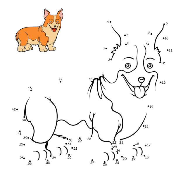 Playful Corgi Pup: A Charming Dot-to-Dot Illustration | Jiffy Designs