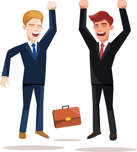 Business People At Work Jumping For Success Work. Character Vector ...