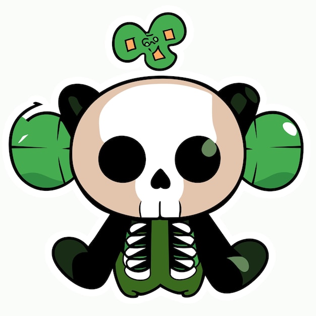 Playful Panda Skeleton with Shamrock Accents | Jiffy Designs