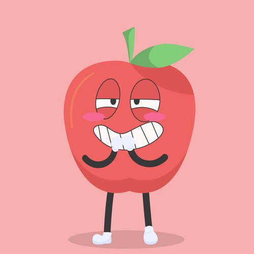 Cute Apple Character With A Mocking Expression Vector Illustration ...
