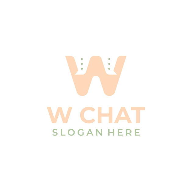 Minimalist Peach Letter W Chat Platform Logo Design | Jiffy Designs