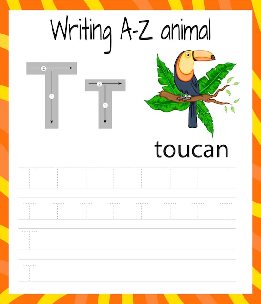 Colorful Toucan Illustration for Writing Practice | Jiffy Designs