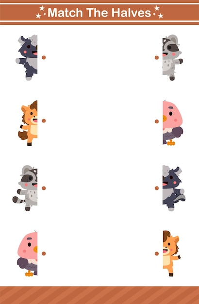 Adorable Animal Halves Match Game | Jiffy Designs