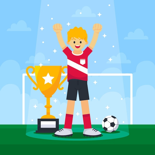 Victorious Young Soccer Player Celebrates Trophy Win | Jiffy Designs
