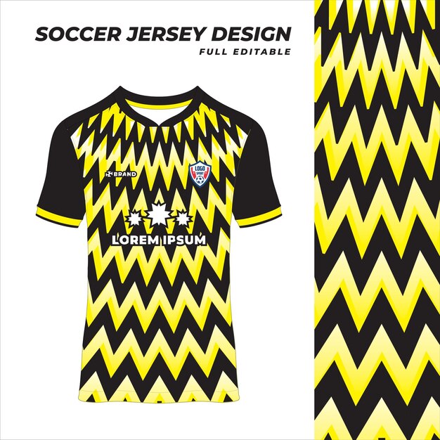 Striking Zigzag Soccer Jersey Design in Bold Yellow and Black | Jiffy ...
