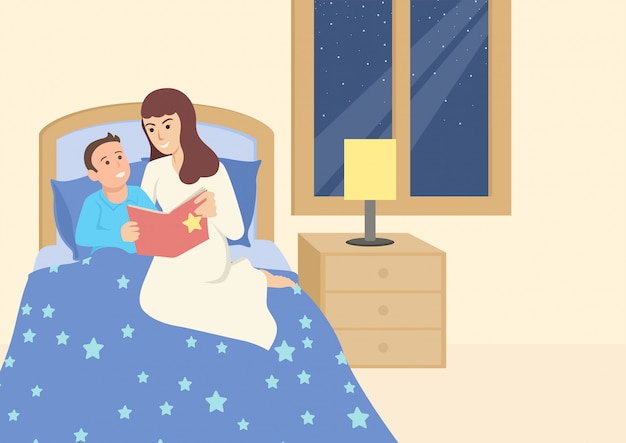 Mother Reading Bedtime Story to Sleeping Child | Jiffy Designs