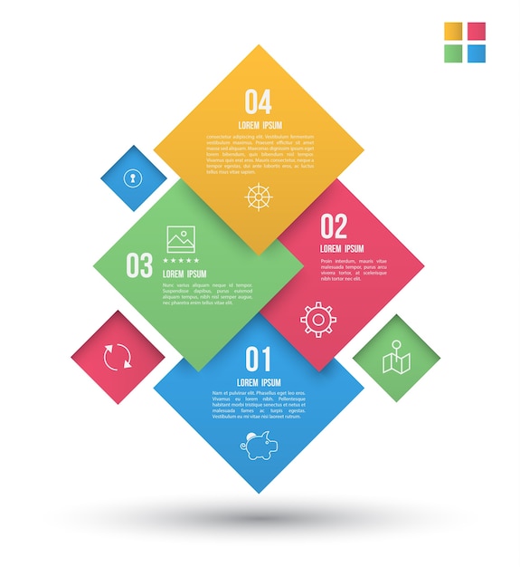 Vibrant Infographic Diamond with Numbered Steps and Icons | Jiffy Designs