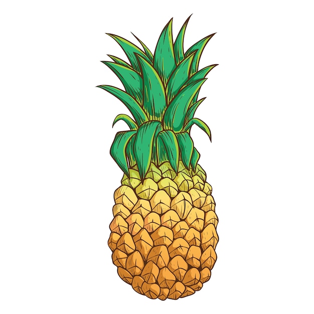Vibrant Pineapple Illustration with Intricate Details and Textures ...