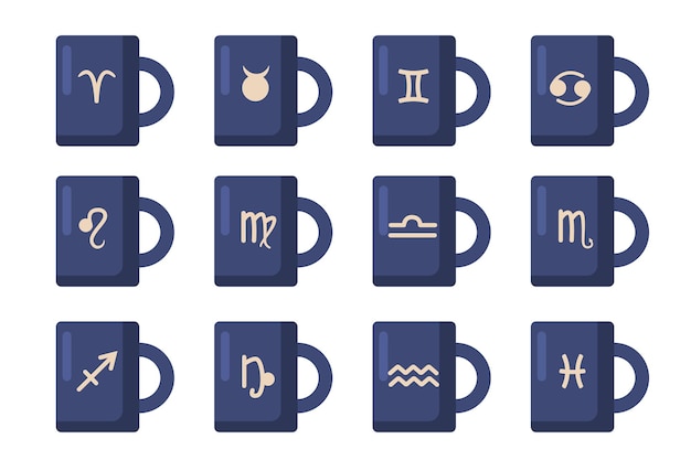 Collection of Zodiac Sign Coffee Mugs in Navy Blue | Jiffy Designs