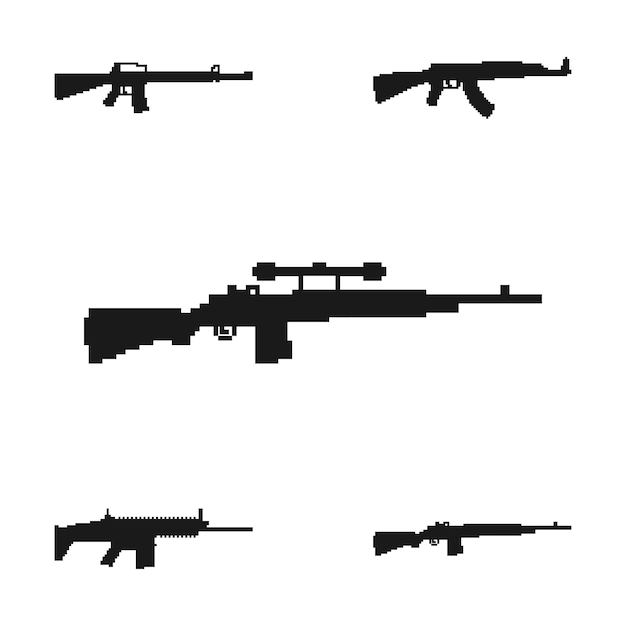 Diverse Collection of Iconic Firearm Silhouettes | Jiffy Designs