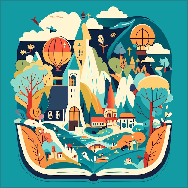 Enchanting Storybook Landscape with Floating Balloons | Jiffy Designs