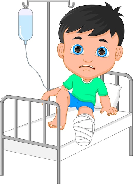 Young Boy Resting in Hospital Bed with IV Drip | Jiffy Designs