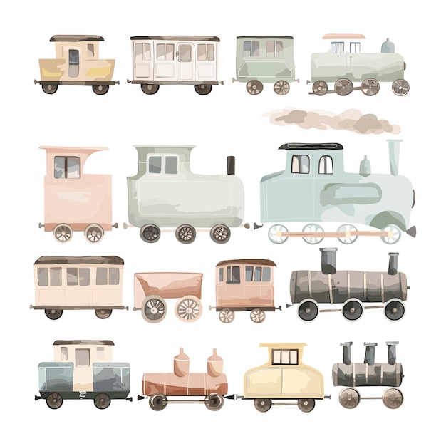 Vintage Toy Train Collection: Whimsical Wooden Locomotive Designs ...