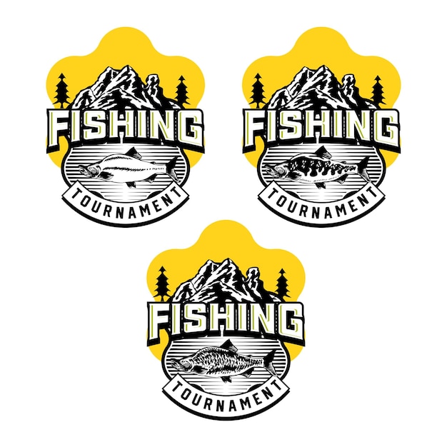 Vibrant Fishing Tournament Emblems with Scenic Landscapes | Jiffy Designs