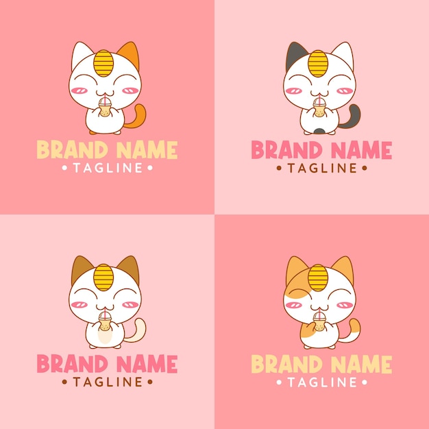 Adorable Cat Emblem Collection with Vibrant Color Palette | Jiffy Designs