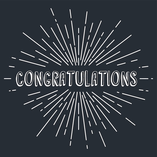 Congratulations Burst Design with Radiating Lines on Dark Background ...