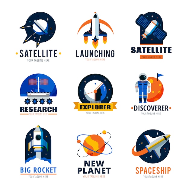 Diverse Space Exploration Icons Depicting Satellites, Rockets, and ...