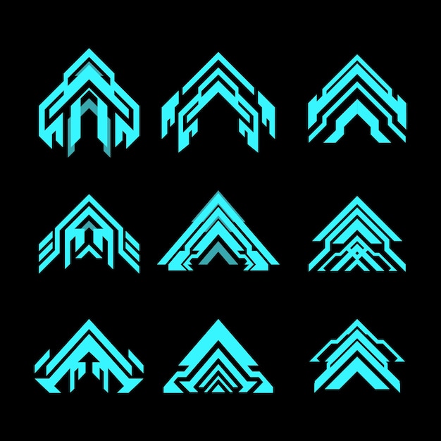 Vibrant Geometric Arrows: A Dynamic Collection of Turquoise Icons ...