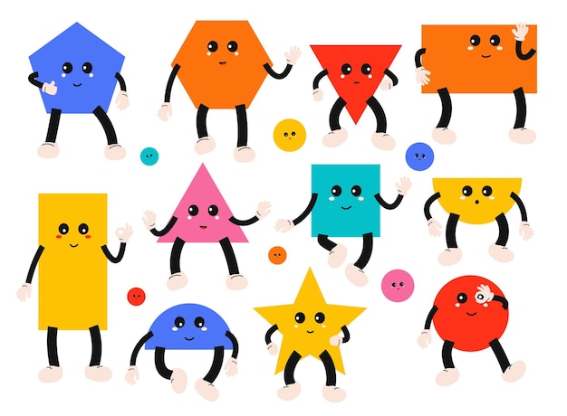 Playful Geometric Shapes with Expressive Faces and Limbs | Jiffy Designs