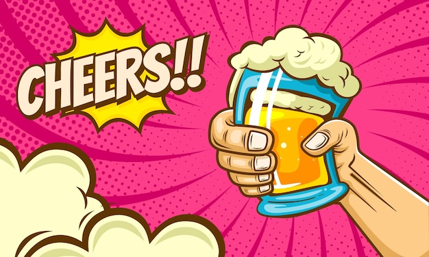 Celebratory Cheers in Vibrant Pop Art Style | Jiffy Designs