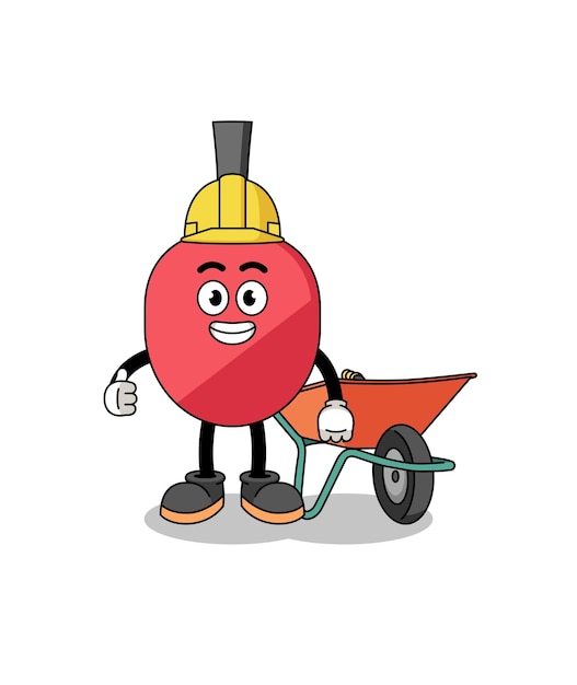Cheerful Red Cartoon Character Pushing a Wheelbarrow | Jiffy Designs