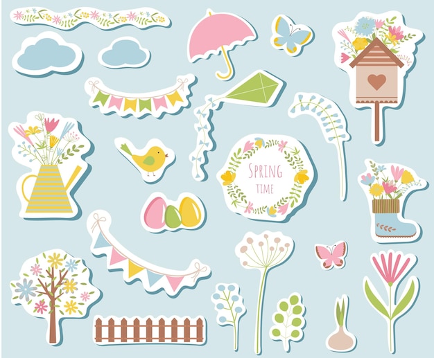 Delightful Spring-Themed Illustrations and Design Elements Collection ...
