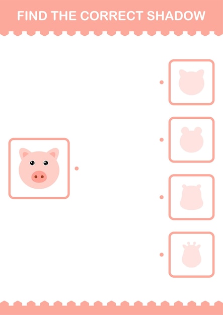 Adorable Pig Face: Find the Matching Shadow | Jiffy Designs