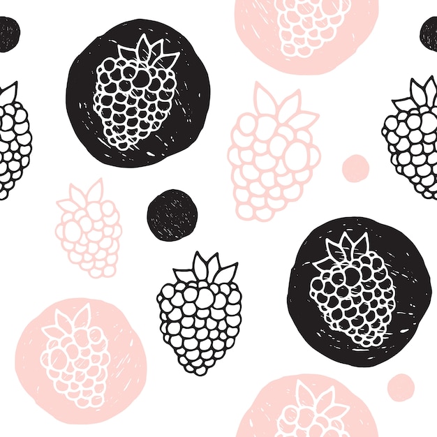Stylized Blackberry Cluster Pattern in Pastel Tones | Jiffy Designs