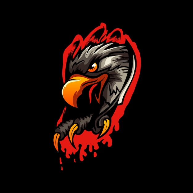 Fierce Falcon Emblem with Fiery Backdrop | Jiffy Designs