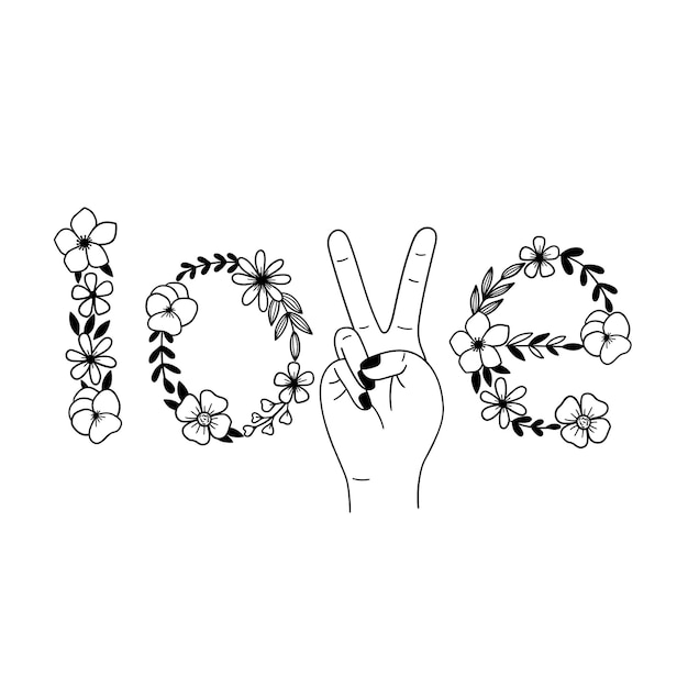 Floral Peace Sign Illustration with Whimsical Florals | Jiffy Designs