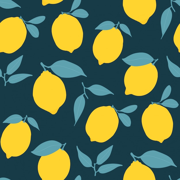 Vibrant Lemon Pattern on Dark Teal Background | Jiffy Designs