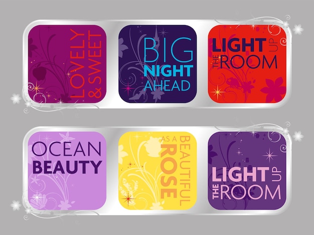 Vibrant Neon Squares with Motivational Phrases and Symbols | Jiffy Designs