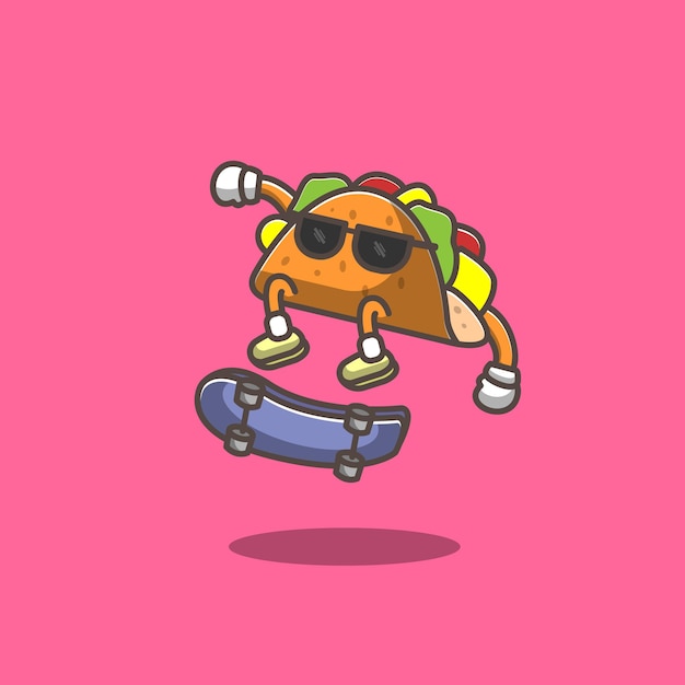 Groovy Skateboarding Taco with Shades | Jiffy Designs