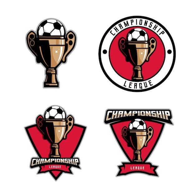 Vibrant Soccer Championship League Emblems with Trophy Cup | Jiffy Designs