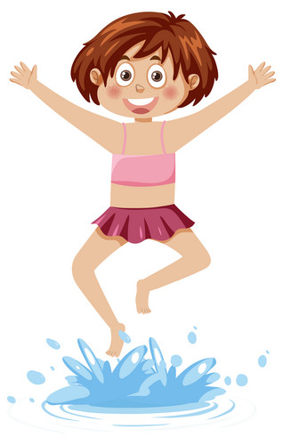 Summer Girl Jumping On Splash Water Illustration | Jiffy Designs