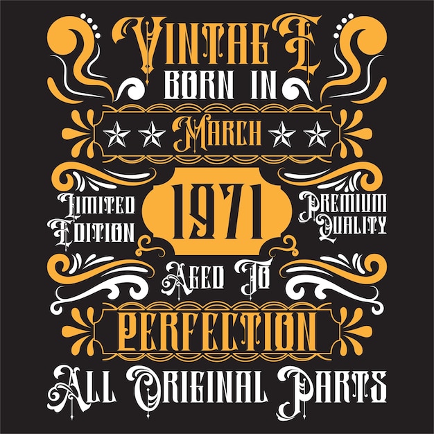 Vintage 1971 Aged to Perfection Themed Graphic Design | Jiffy Designs