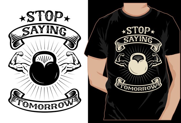 Powerful Motivational Slogan with Muscular Silhouette Illustration ...