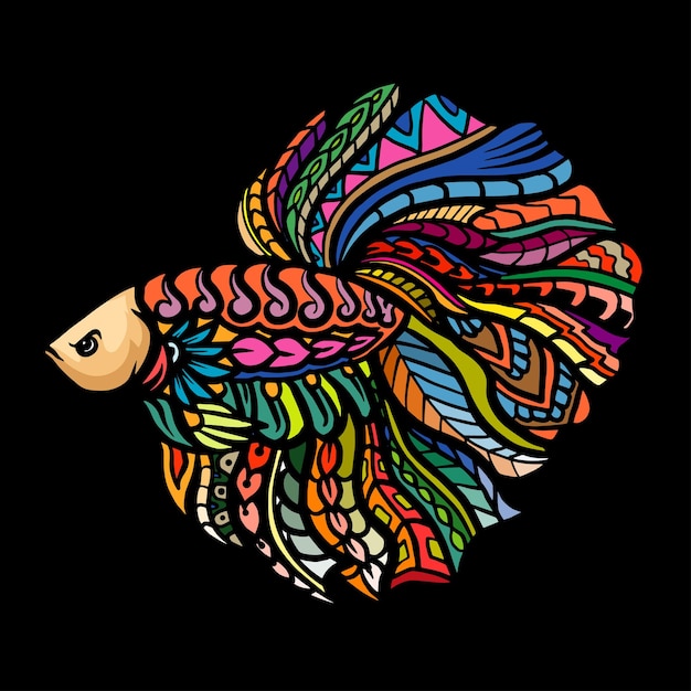 Vibrant Tribal Betta Fish Illustration | Jiffy Designs
