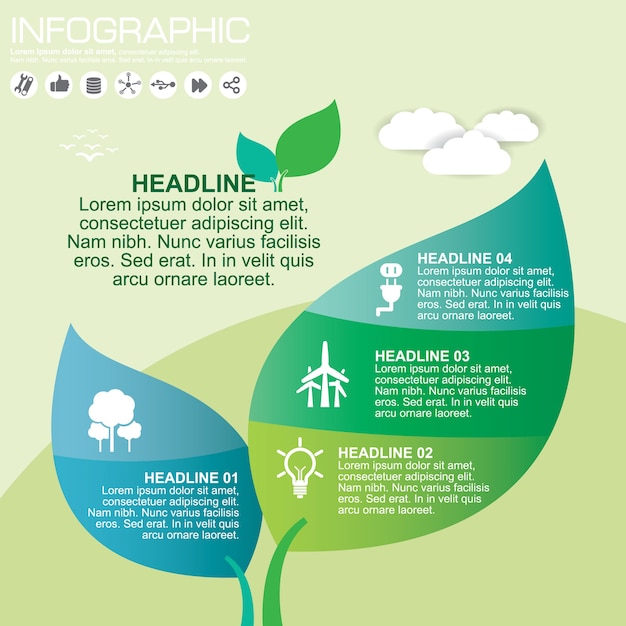 Eco-Friendly Nature Infographic with Leaf and Cloud Motifs | Jiffy Designs