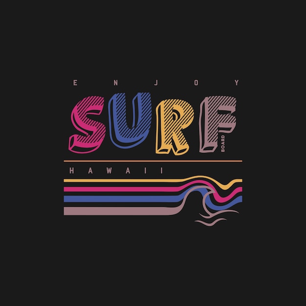 Vibrant Surf Hawaii Lettering with Retro Wave Stripes | Jiffy Designs