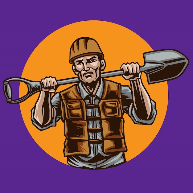 Hardworking Construction Worker Carrying Heavy Equipment | Jiffy Designs