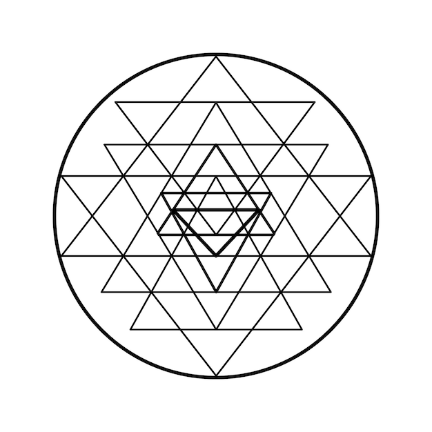 Intricate Geometric Mandala with Nested Triangular Patterns | Jiffy Designs
