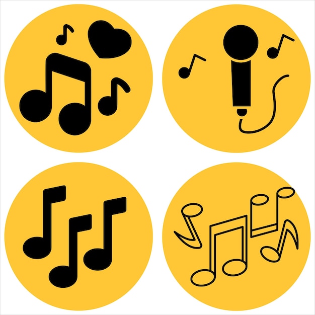Vibrant Music Symbols: Expressive Notes and Microphone Icons | Jiffy ...