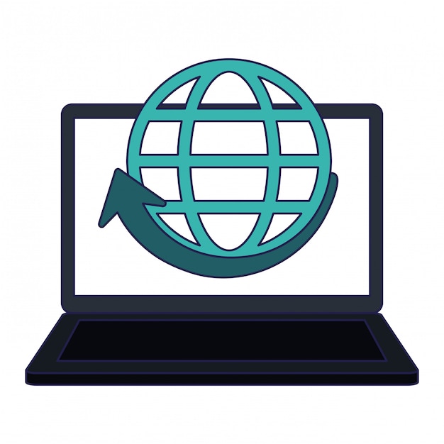 Digital Globe Icon on Laptop Computer Illustration | Jiffy Designs