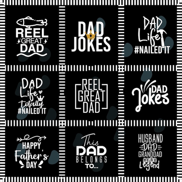 Diverse Collection of Humorous Dad-Themed Graphic Elements | Jiffy Designs