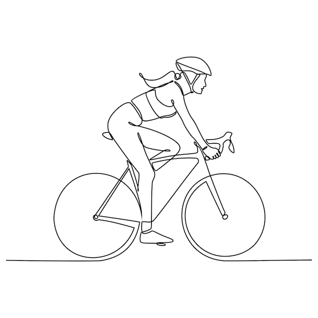 Cyclist in Motion: Minimalist Outline of Cyclist on Bicycle | Jiffy Designs