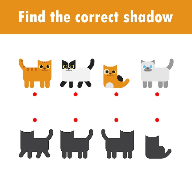 Adorable Cartoon Cats: Match the Shadows | Jiffy Designs