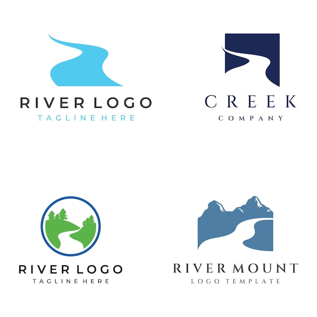 Minimalist River Logos and Emblems Collection | Jiffy Designs