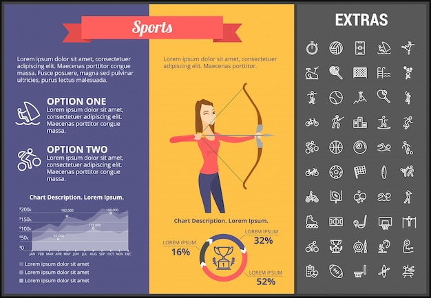 Vibrant Sports Infographic with Archery Icon and Detailed Icons | Jiffy ...